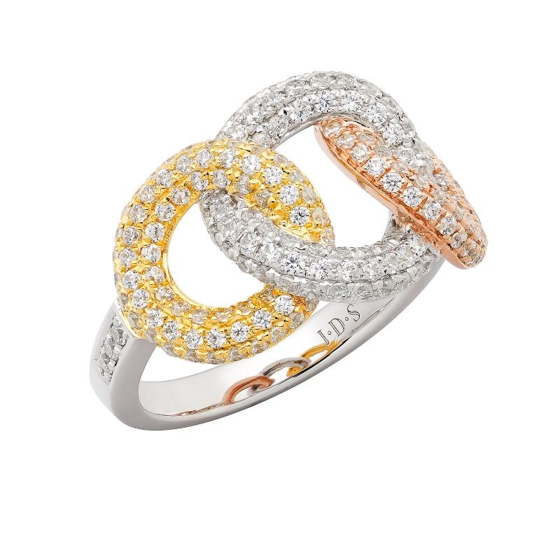 Diamond 3 Circle Tri Color Ring - JDS241