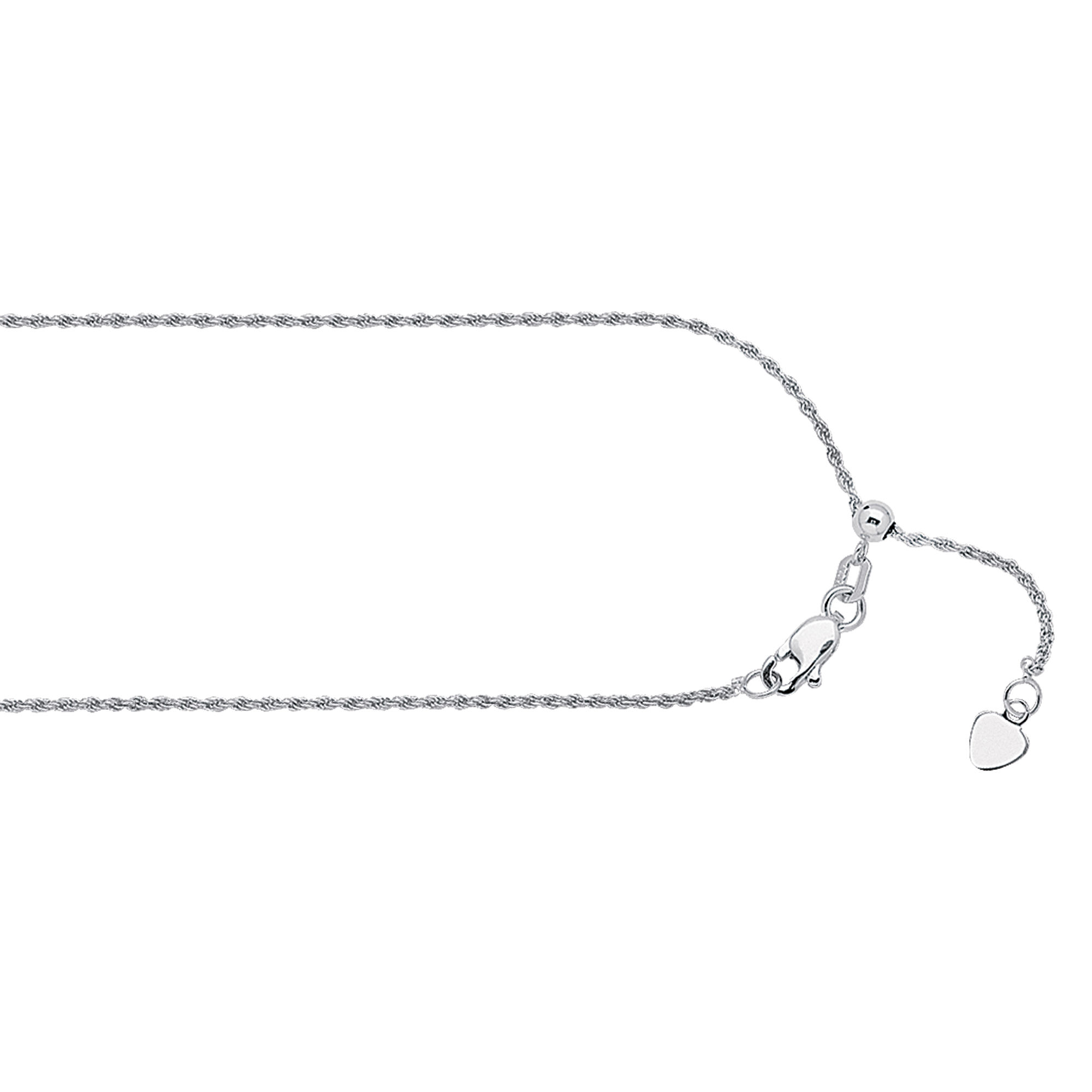 14K White Gold 1.05MM Rope Chain, Adjustable 22" - CMISC02301