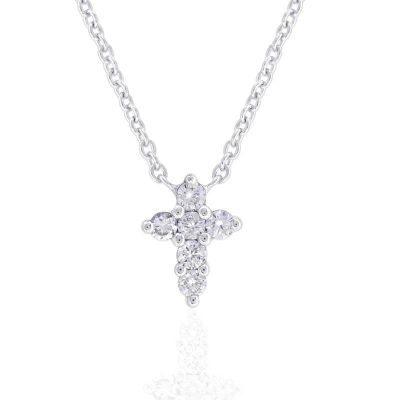 10K White Gold Small Diamond Cross - DCROS1021
