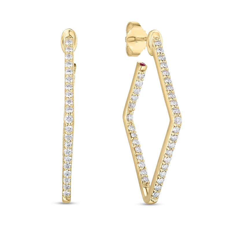 Roberto Coin 18K Yellow Diamond Small Square Hoops - 111456AYERX0