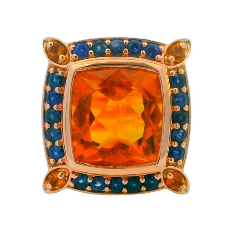Rose Gold Citrine and Sapphire Spirit Ring - GMSR1218