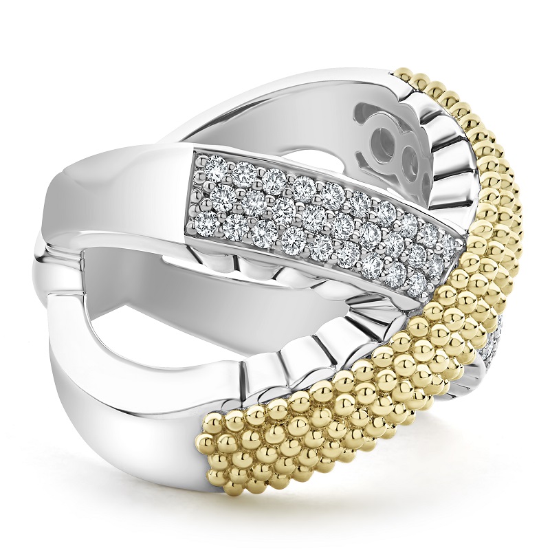 Lagos X Gold Caviar Diamond Ring - 02-80716-DD7